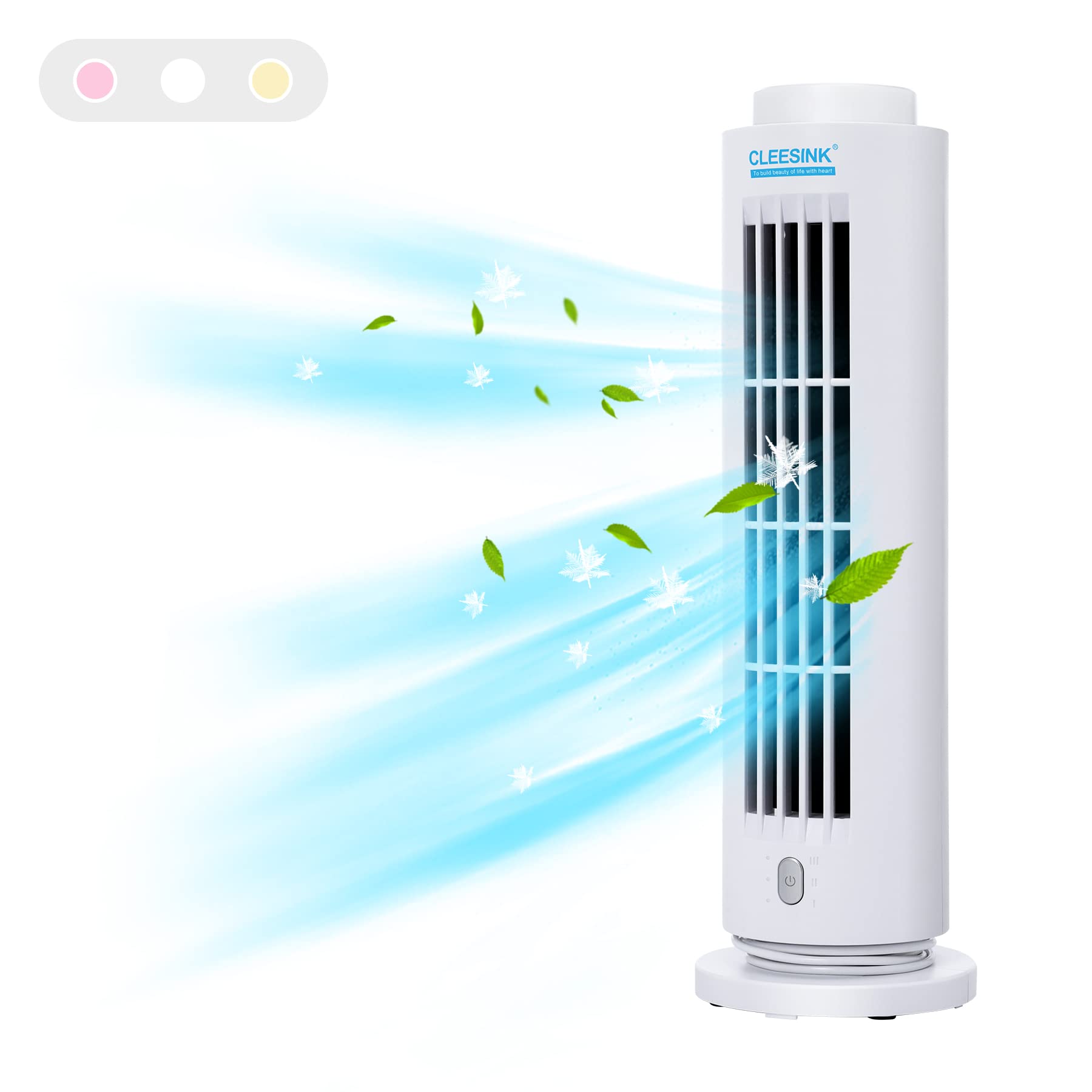 Tower Desk Fan with Portable USB and Five Brightness Adjustment, Cooling Quiet Tower Fan Portable Tricolor Adjustable Night Lamp for Kitchen, Office, Home