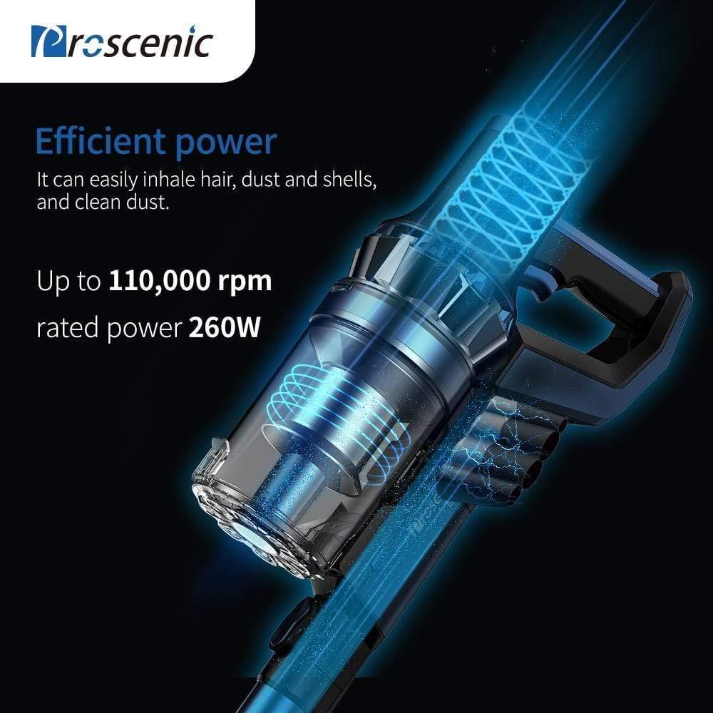 Proscenic P10 Cordless Vacuum Cleaner, 22000Pa Powerful, LED Touch Screen, 4 Adjustable Suction Modes, Removable Battery, 4-in-1 Handheld for Carpet Hard Floor Car Pet Hair, Blue