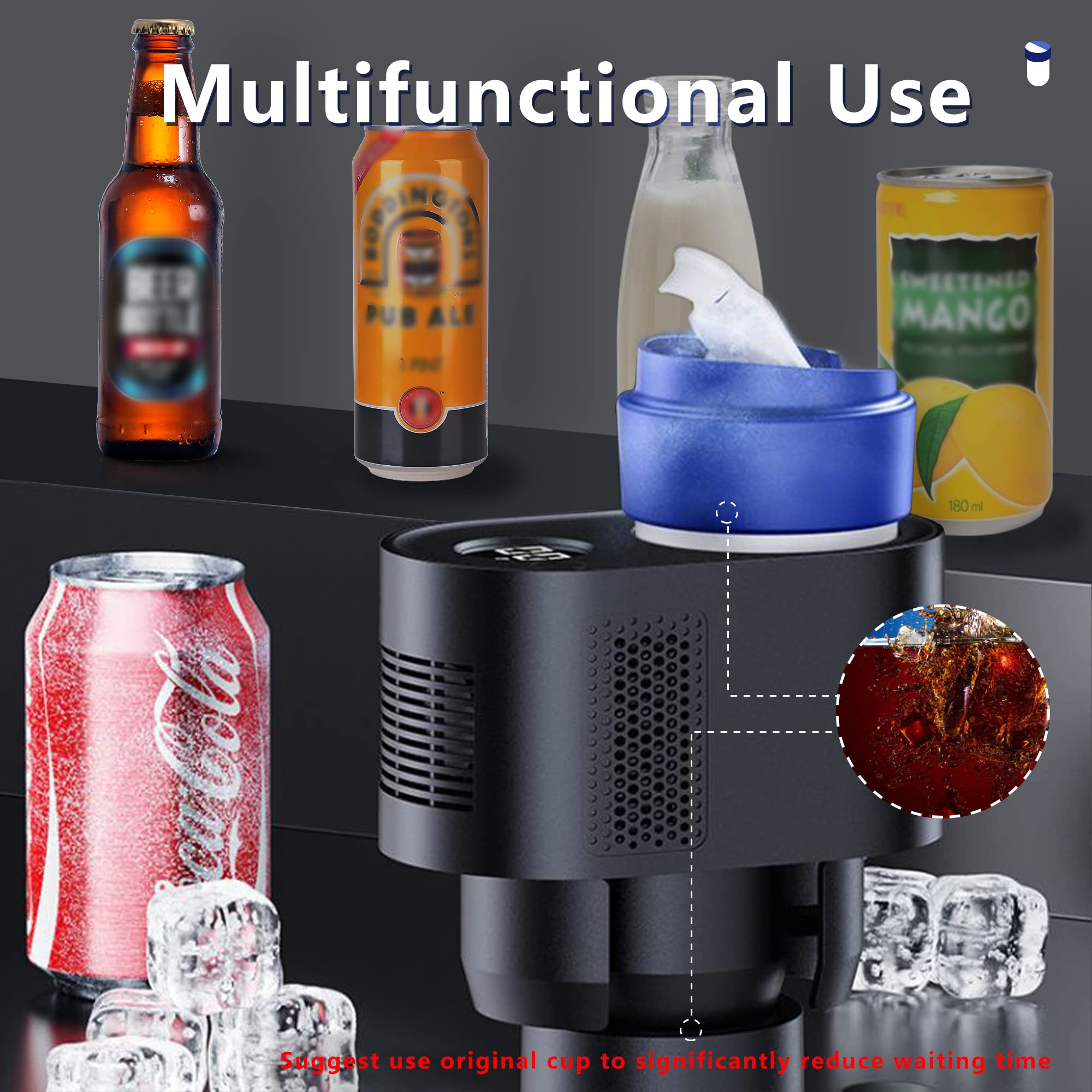 Smart Electric Cup Warmer and Cooler with Temperature Control for Car, Home, and Travel,12/24V Coffee Tea Drinks Mug Heating & Cooling 2IN1 with LED Display for Water,Milk,Beer,Drinks
