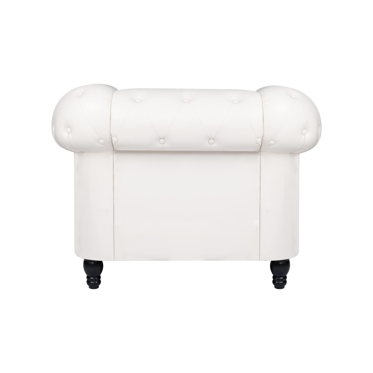 Naomi Home Emery Chesterfield Single Sofa Chair for Living Room, Mid Century Chair with Rolled Arms, Tufted Cushion, Solid Wooden Legs Reading Chairs for Bedroom Comfy Tool-free Assembly – White