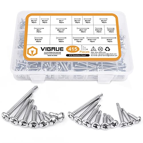 VIGRUE #6#8#10 Self Drilling Screws+#8 Wood Screws