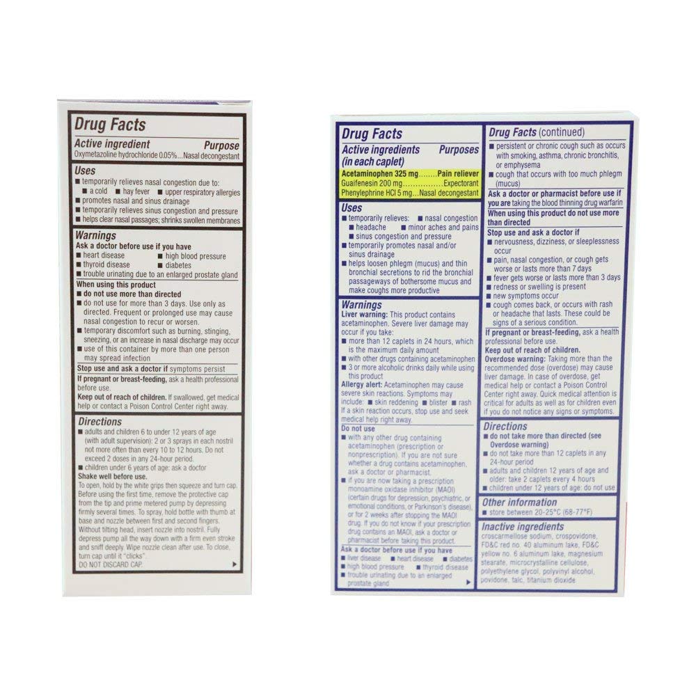 Mucinex Sinus-Max Full Force Nasal Decongestant Spray (0.75 oz) & Sinus-Max Severe Congestion & Pain Caplets (20 Count) Bundle- Maximum Strength Congestion Relief, 1 Ea