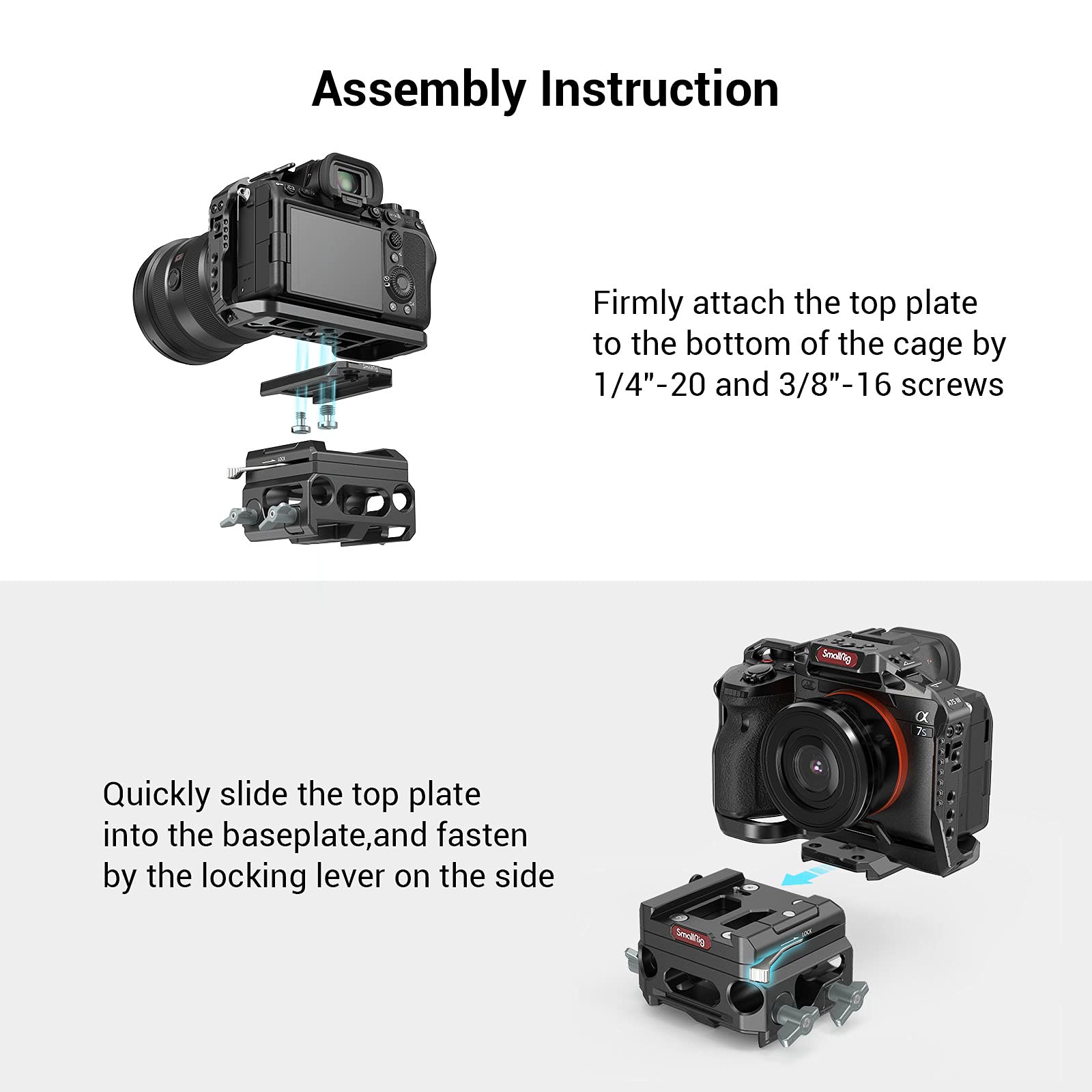 SmallRig Lightweight Base Plate Riser System with Dual 15mm Rod Clamp, Base Plate Magnesium Alloy Version, w/Plate for Manfrotto Style, 40% Lighter - 3067