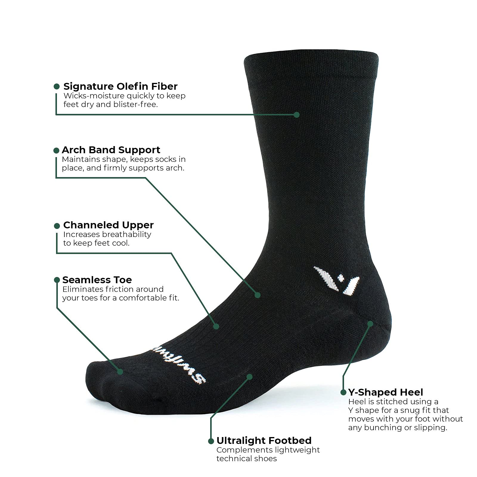 Swiftwick- PURSUIT SEVEN Ultralight Trail Running & Cycling Socks, Merino Wool (Block Stripe Heather, X-Large)