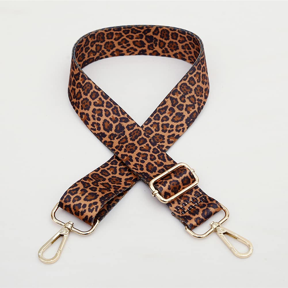 Zcargel Leopard Print Bag Straps, 3.8Cm Leopard Print Cross Straps Adjustable Length 80-140Cm Leopard Print Strap for Crossbody Canvas Bag Purse Handbag Guitar