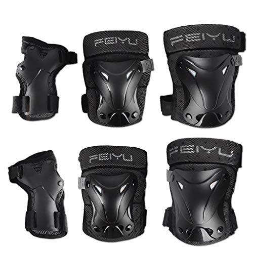 Protective Gear Set 6 in 1 Adults Teens Kids Knee Elbow Pads Wrist Guards for Skateboarding Riding Cycling Scooter Rollerblading Roller Skating
