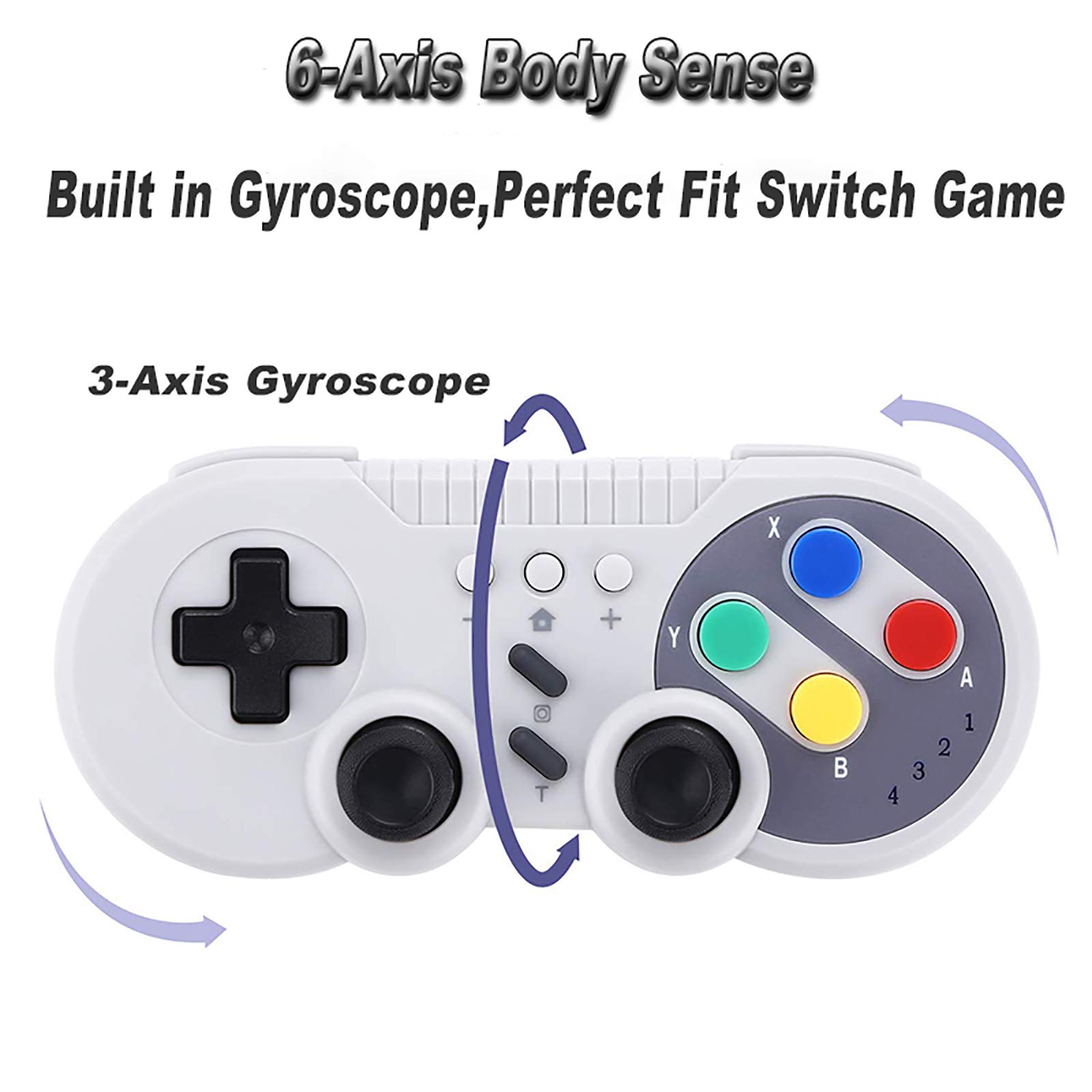 PowerLead Controller for Switch Pro, Wireless Pro Game Controller for Switch Console, Classic Gamepad for OLED/Windows PC, with Gyro Supports Dual Vibration Turbo Function