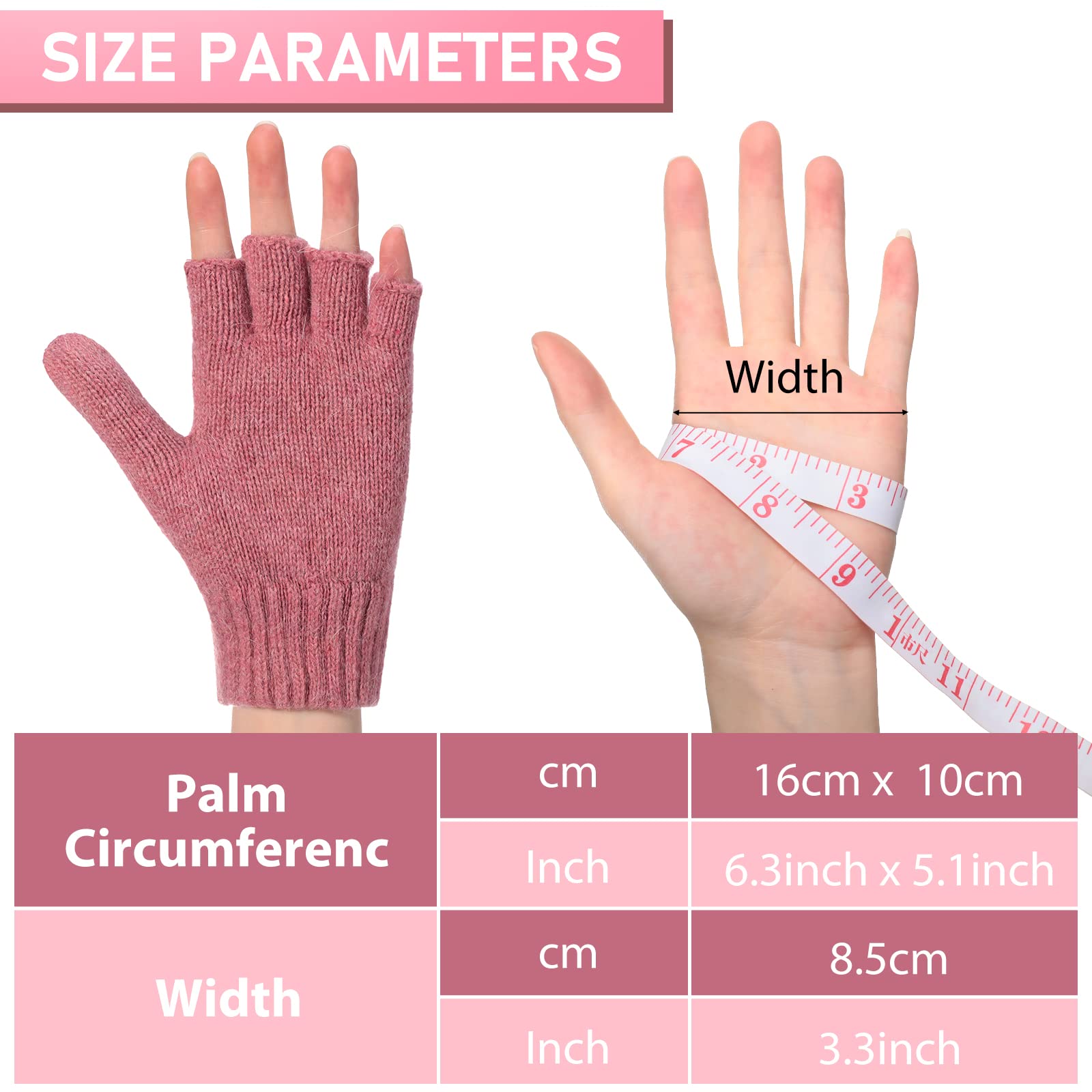 Tarpop 4 Pairs Winter Convertible Gloves Fingerless Mittens Knit Flip Wool Women Gloves Warm Half Finger Gloves with Cover