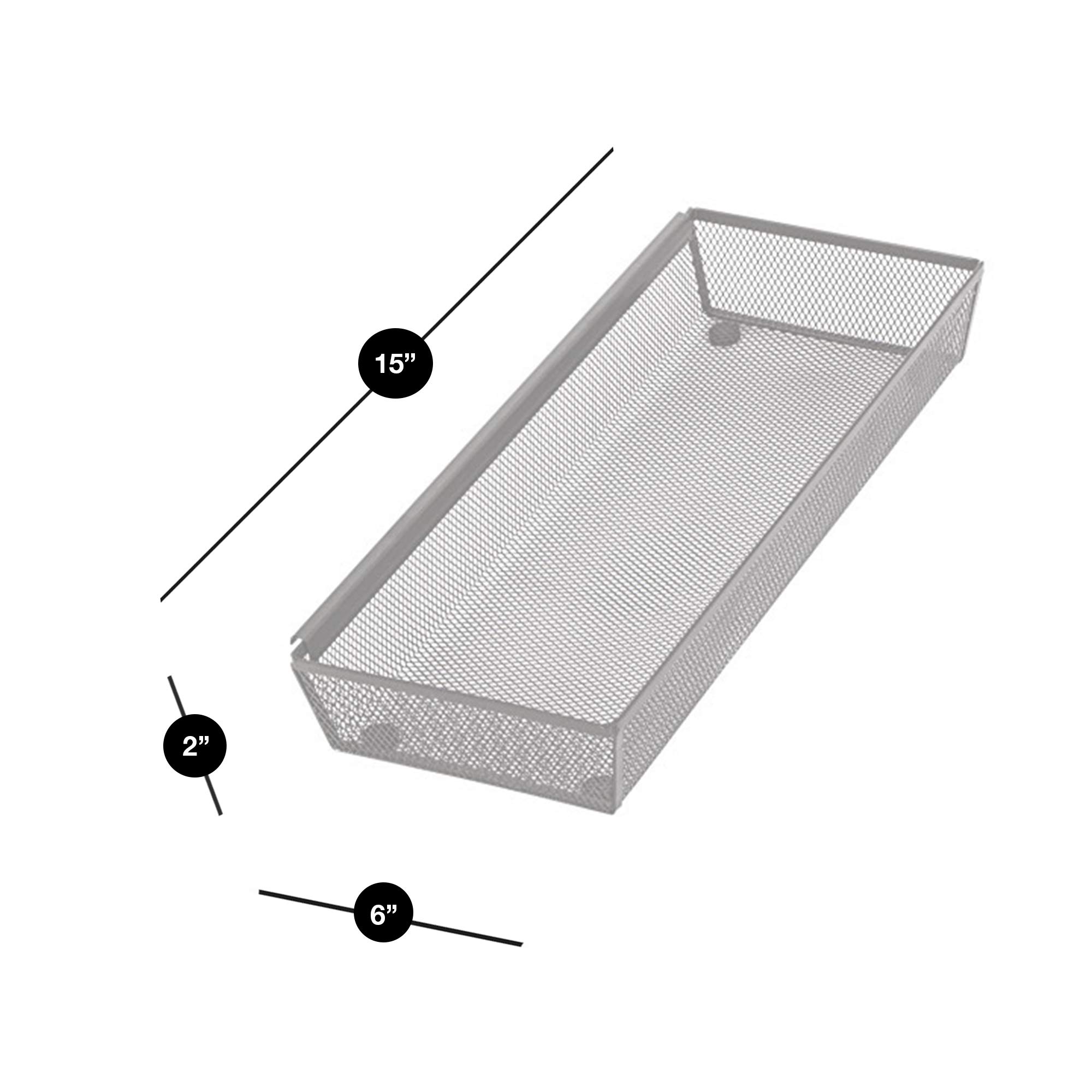 Smart Design Drawer Organizer Bundle - Steel Metal Mesh Tray with Interlocking Arm Connection β Silverware Organizer for Kitchen, Office Supplies, Utensils - 9 x 3 Inch and 15 x 6 Inch - Silver