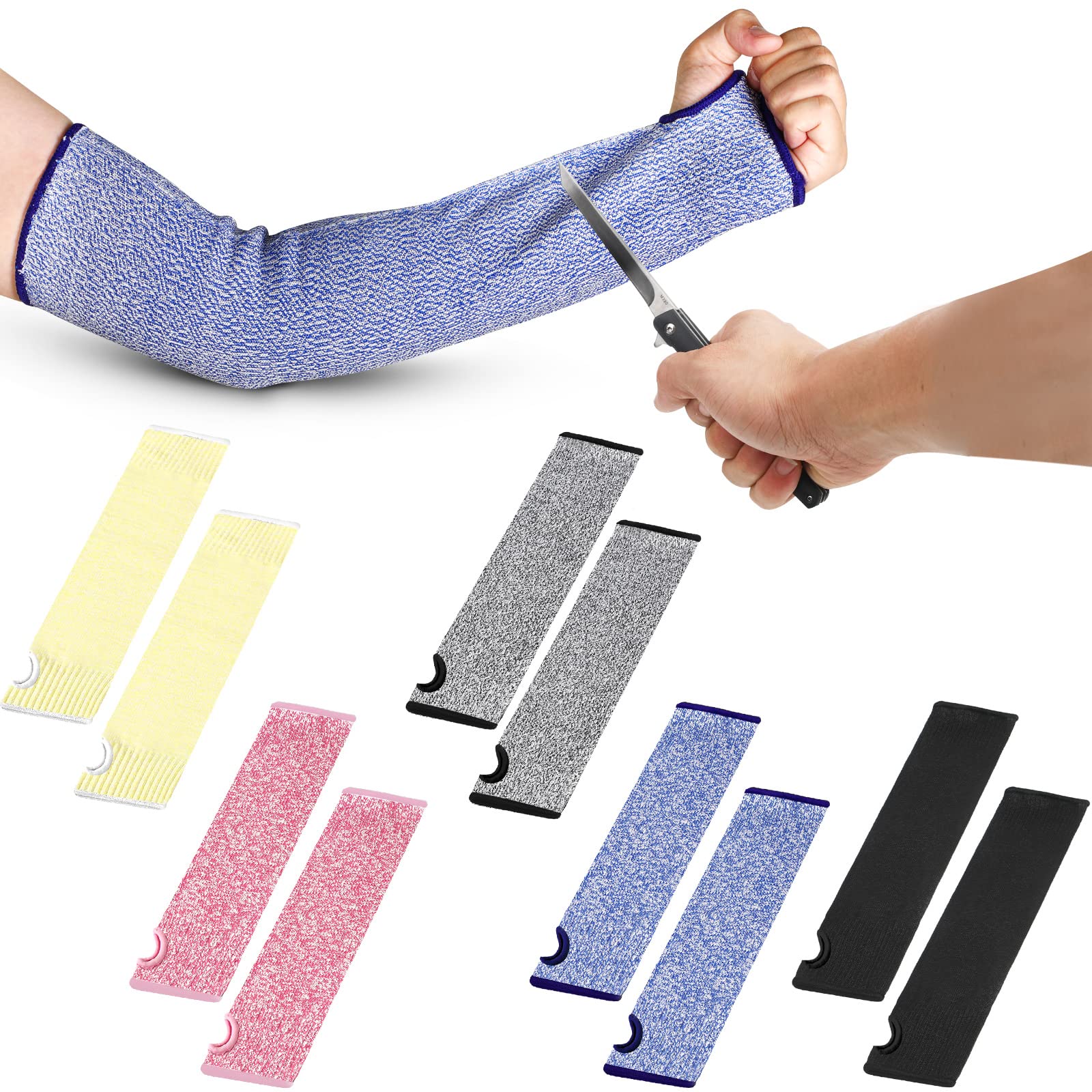 Unittype 5 Pairs Cut Resistant Sleeves for Arm Work Protection Safety Forearm Sleeve Gardening Sleeves Arm Protection Sleeve Protective Sleeves for Arms for Gardeners Farmers Work Men Women, 5 Colors
