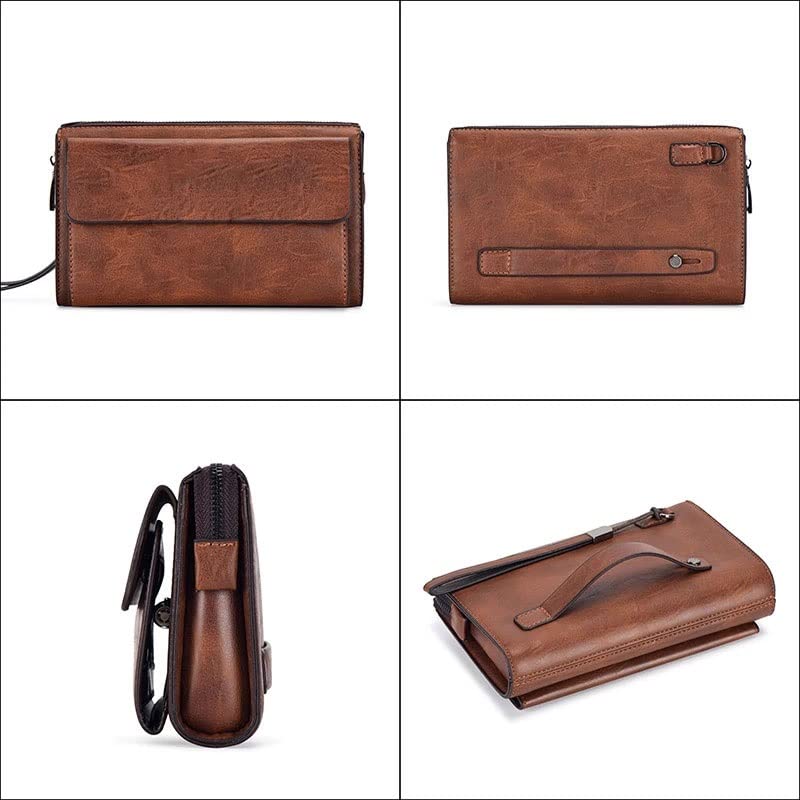 ZCMEB Men's Long Wallet Bank Card Holder Coin Purse Zipper Large Capacity PU Wallet Phone Bag