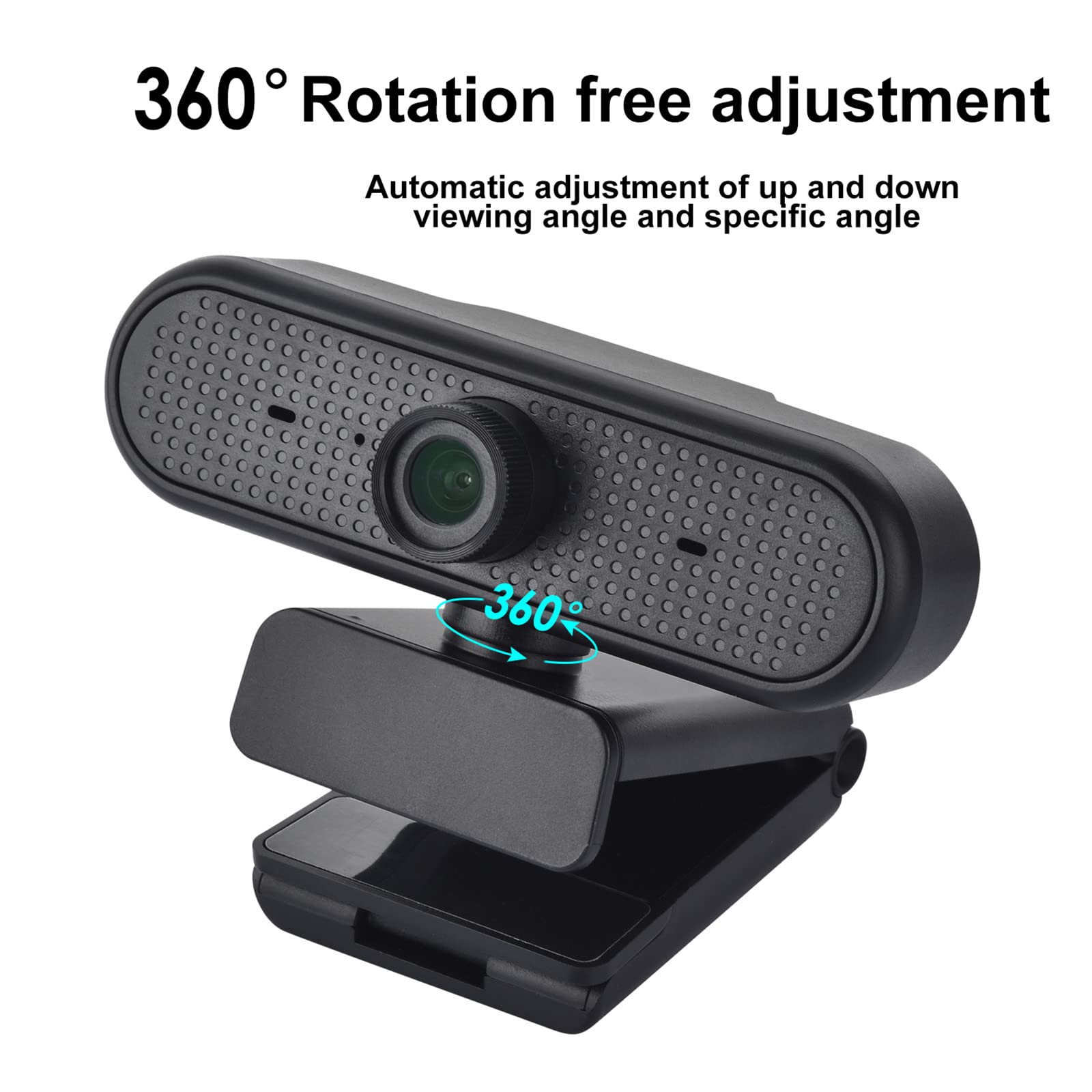 Webcam, Webcam Driver-Free for Laptop, 1080P HD Computer Camera with AI-Noise Canceling Microphones, Adjustable Field of View, Built-in Privacy Cover