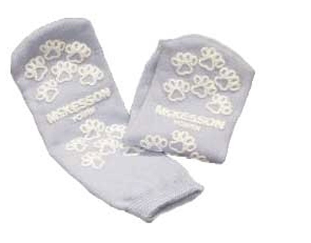 McKesson Unisex Non-skid Slipper Socks Adult Sz. 10.5 to 11.5 Gray 1 Pair