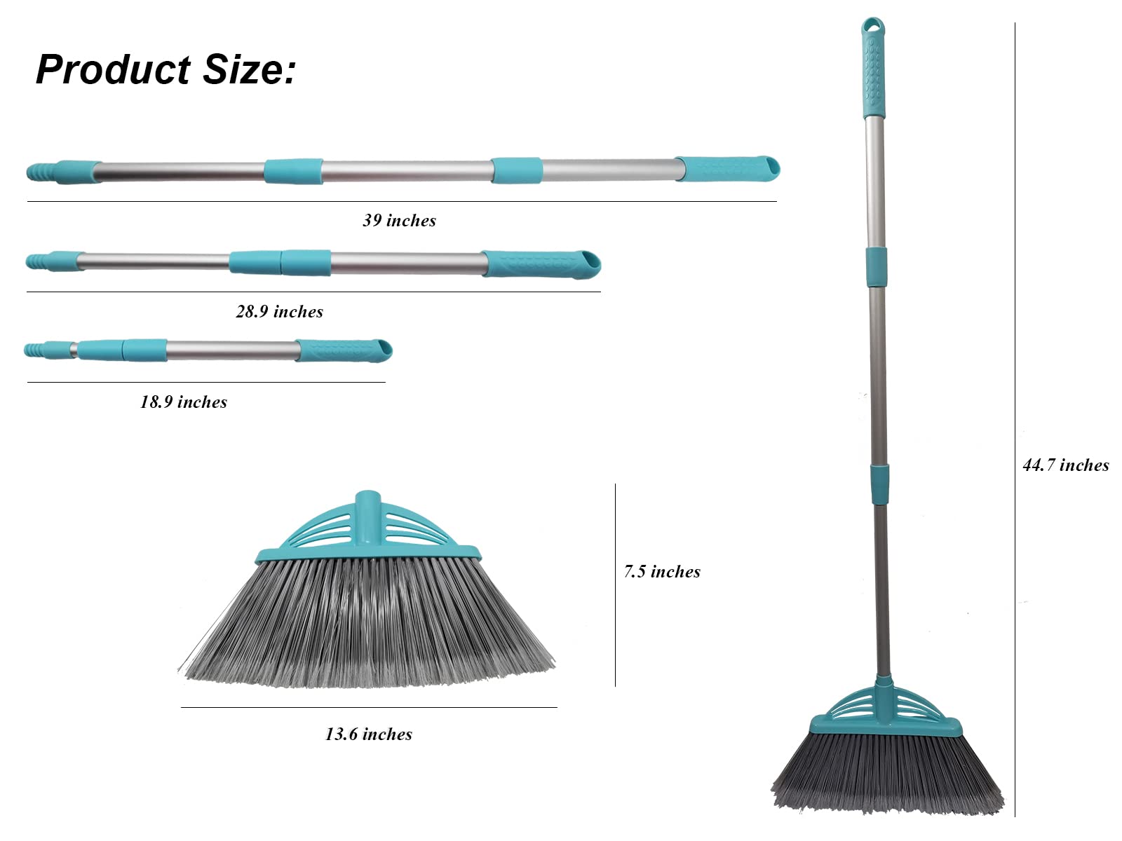 Xifando Mini Broom and Dustpan and Telescopic Rod Long Handle Broom, Camping Cleaning Tools, Light Blue