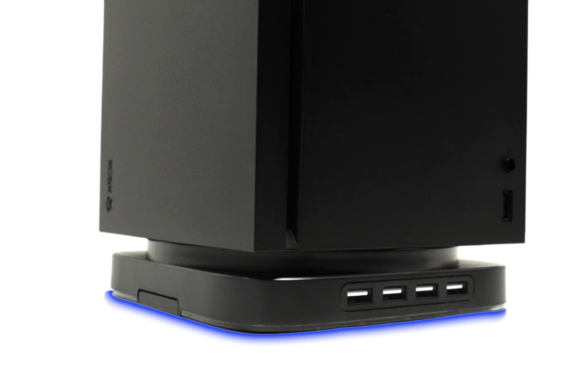 STEADYGAMER Blue LED Vertical Stand with USB Hub for Xbox Series X (XSX) | USB Extender | 4 USB Ports | Blue LED Light