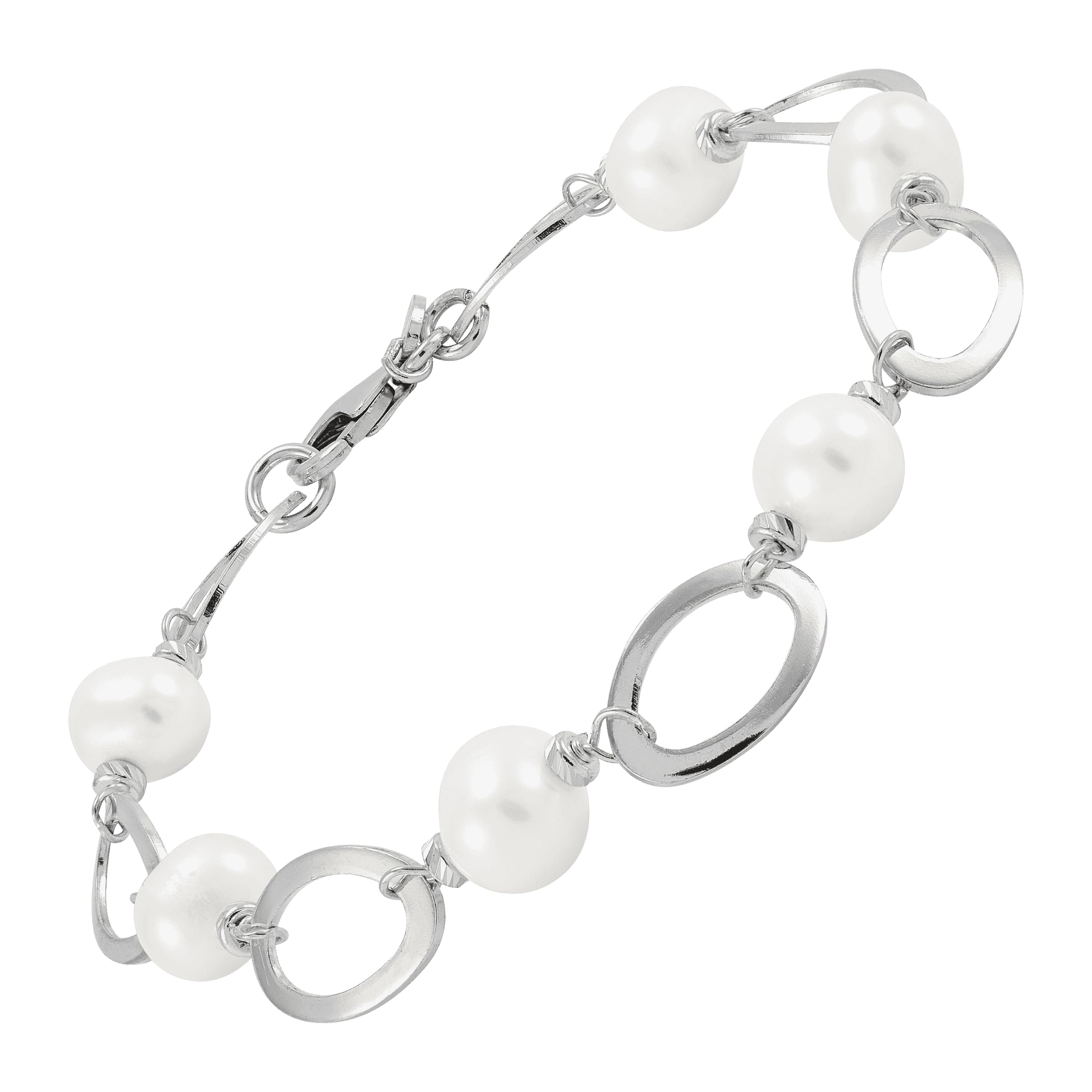 Silpada 'Say It with Cultured Pearls' 8mm Freshwater Cultured Pearl Link Bracelet in Sterling Silver, 7.5"