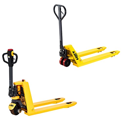 Xilin Full Electric Lithium Pallet Truck Lithium Battery Mini Type Walkie Pallet Truck 48"x27" Fork Size and Manual Pallet Jack 4400Lbs Capacity Mini Pallet Truck -48" L x21 W Forks