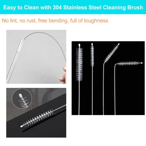 TeHappy Water Bottle Straw for Replacement, Reusable Straws for 64oz and 128oz Big Bottles Jugs, 4 Extra Long 14.9ββ Straw with 2 Cleaning Brushes Set of 6, Cut to Fit Any Bottle
