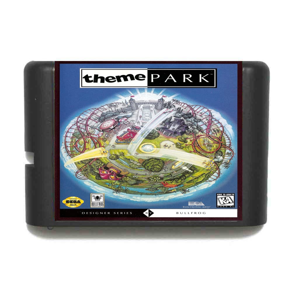 Theme Park 16 Bit MD Game Card For Sega Mega Drive For Genesis (Black)