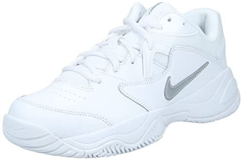 Nike Women's Court Lite 2 Tennis Shoe, White/Metallic Silver-White, 7.5 Regular US