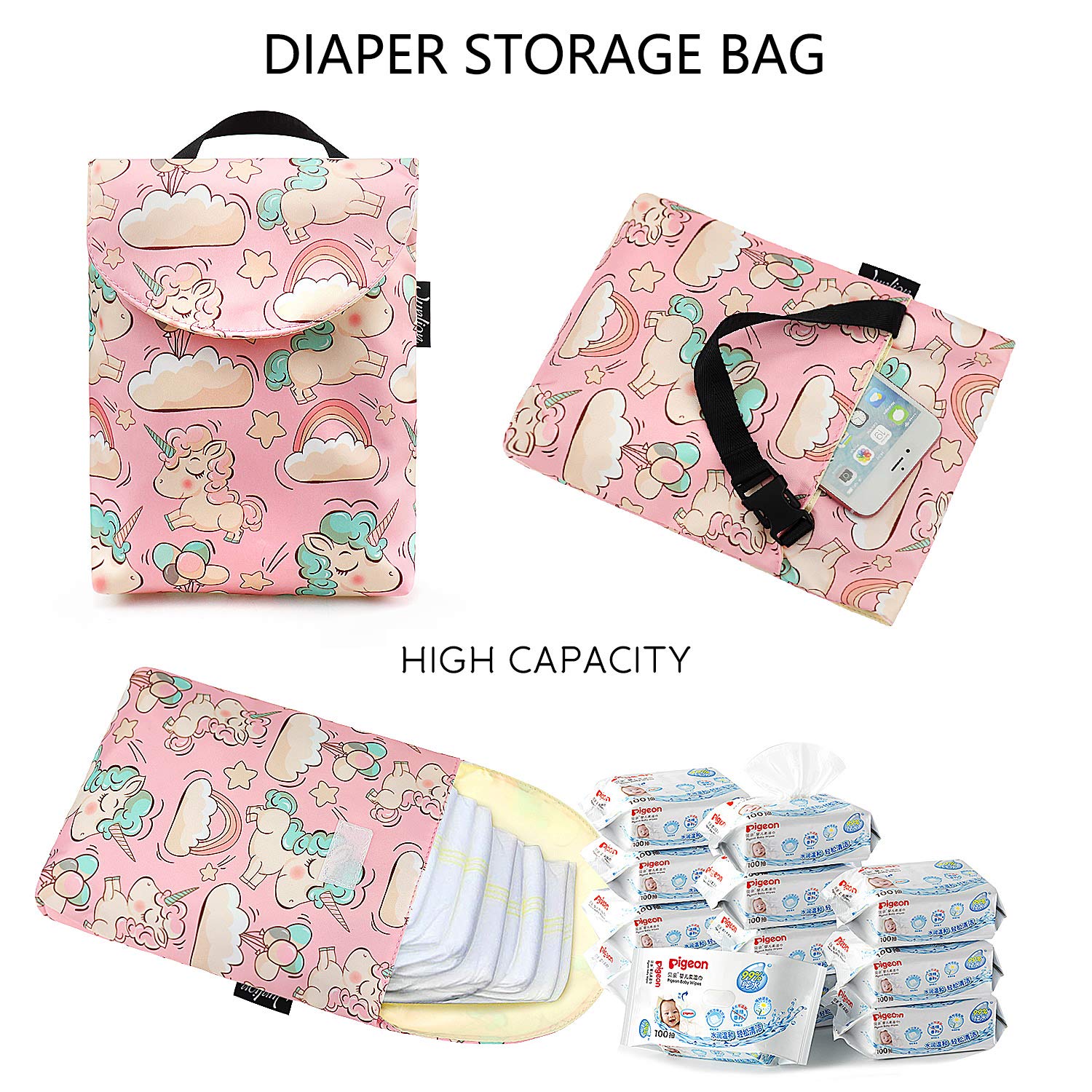 Proboths Unicorn Diaper Bag, Large Capacity Diaper Backpack Waterproof Nappy Bag for Baby Care