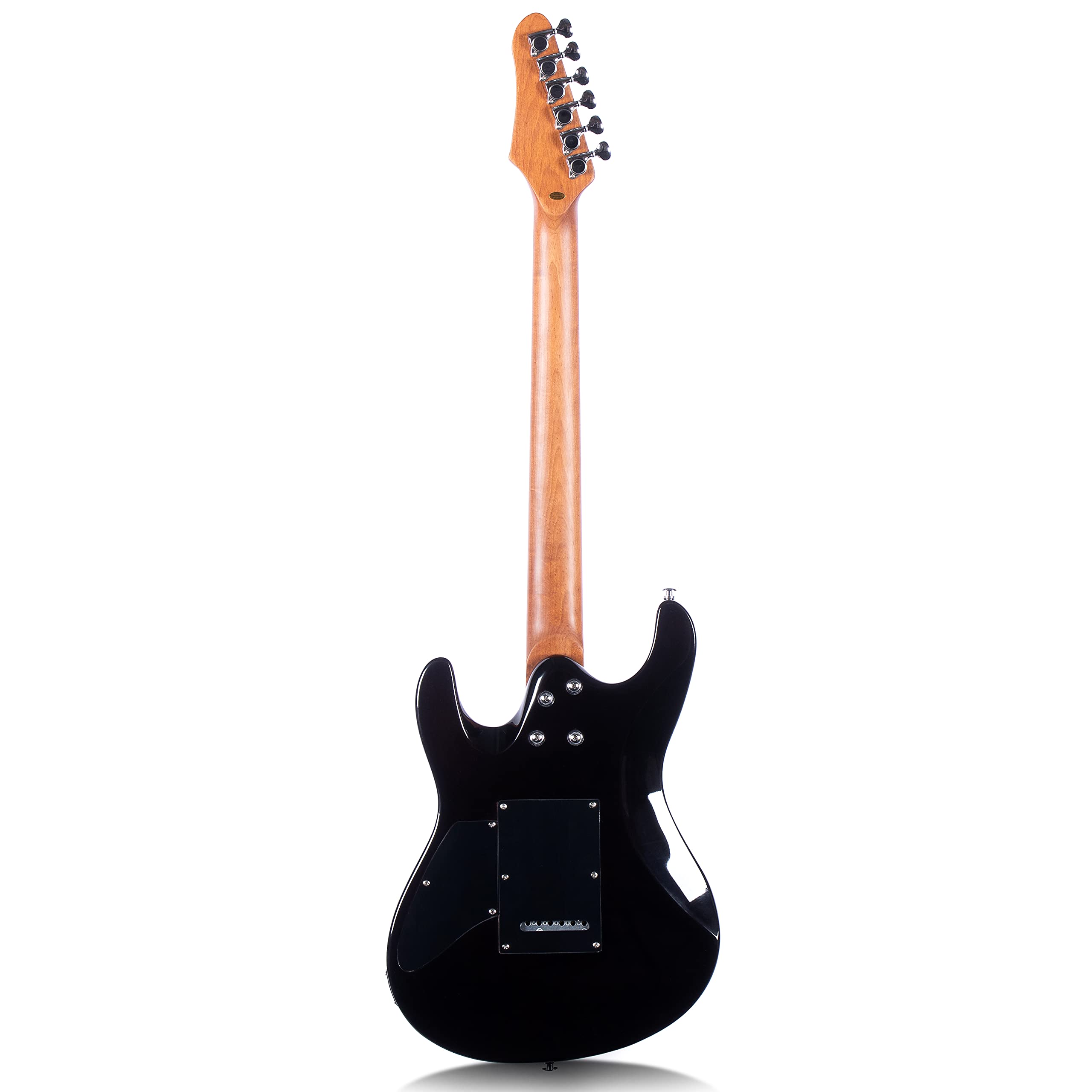 Volgoa VSR-1 Electric Guitar with Mahogany Solid Body,Roasted Maple Neck, and Rosewood Fingerboard 6 String Guitar (Black-Synthetic Veneer)