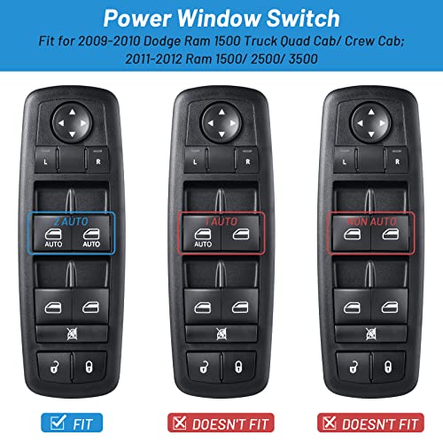 PUENGSI Master Power Window Switch for | 2009-2012 Dodge Ram 1500 2500 3500 | Replaces OE 4602863AB, 4602863AC, 4602863AD