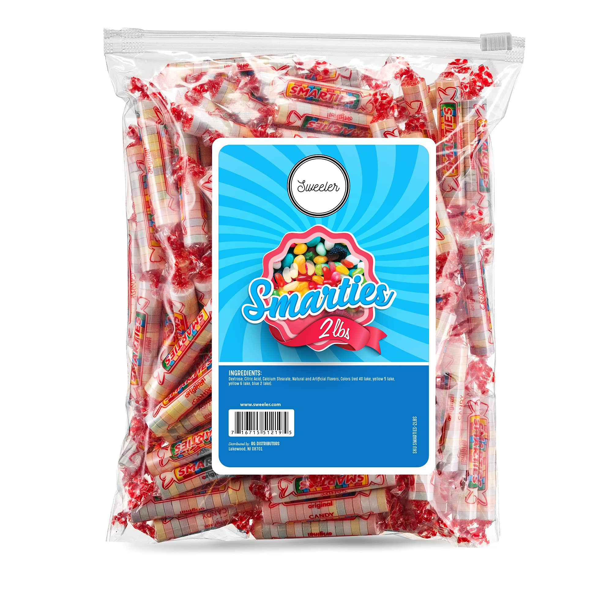 Smarties, Original Assorted Flavors Candy, Resealable Bag, 2lb
