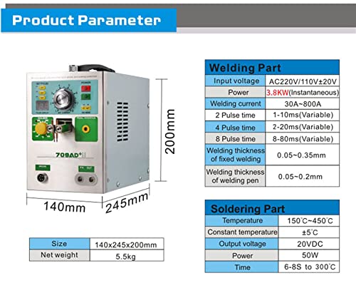 ZWJABYY 709AD+ Battery Spot Welder,Pulse Spot Welder,for Welding Lithium-Ion Battery Pack,Equipped with Cooling System and Intelligent Welding Function,110V-220V