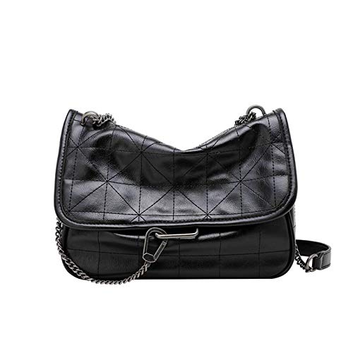 ZSQZJJ Women's Shoulder Bag Black Soft Shoulder Messenger Bag Chain Wandering Women's Bag