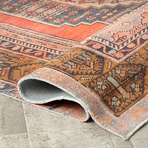 nuLOOM Kamila Tribal Machine Washable Runner Rug, 2' x 8', Orange