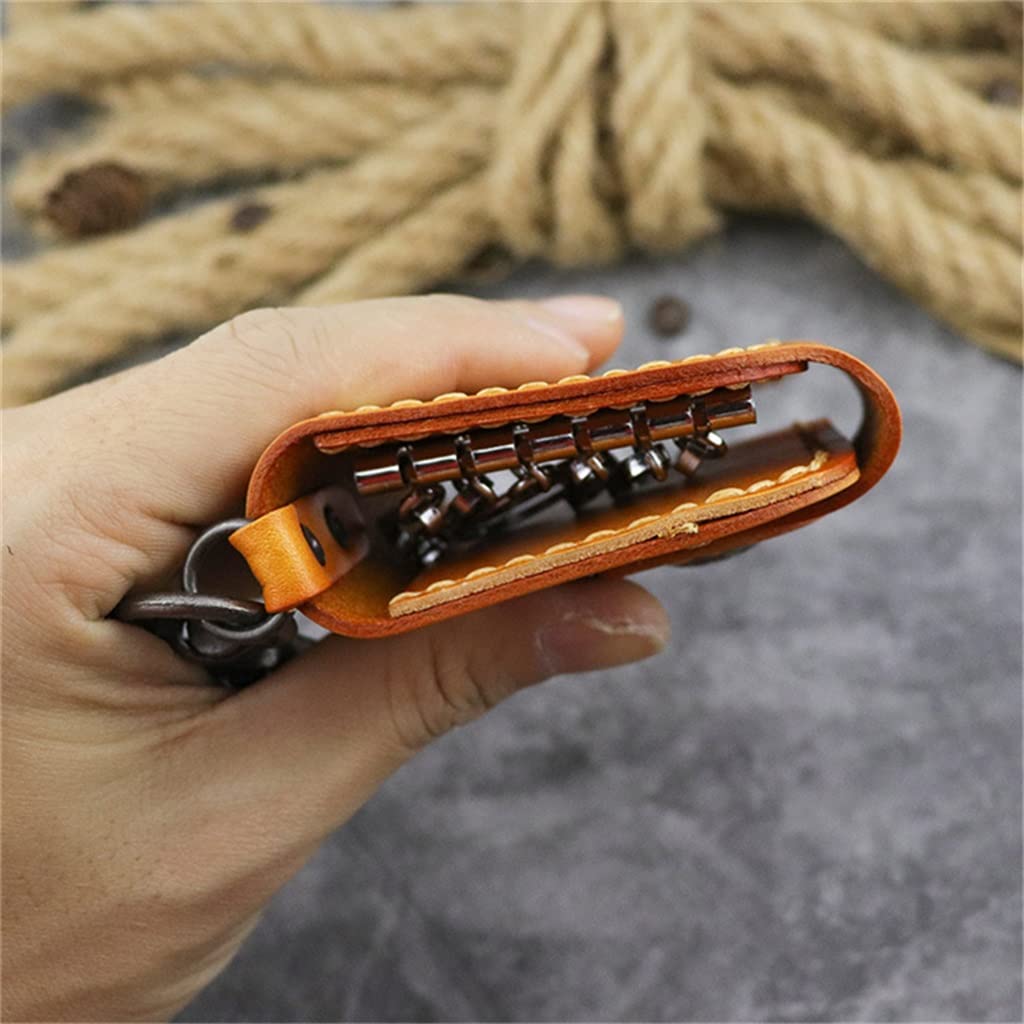 WENLII Leather Key Wallet Men Retro Key Holder Women Keys Case