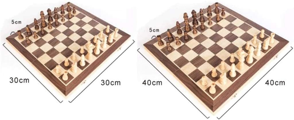 WENLII Upgraded Magnetic Chess Set, Chess Board Game Set, Including Adult Handmade Chess Pieces and Storage Slots (Size : 40 * 40cm)