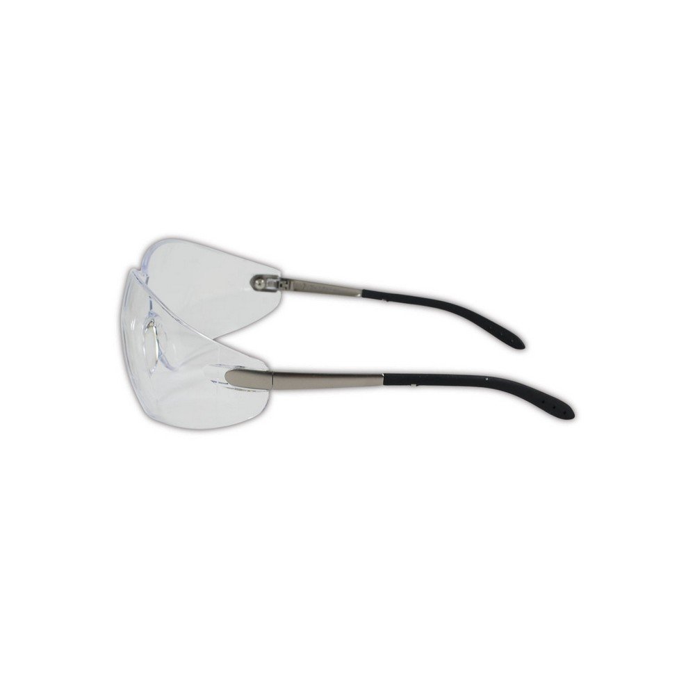 MCR Safety S2110 Blackjack Safety Glasses with Chrome Temple and Polycarbonate Scratch-Resistant Lens, Standard, Clear