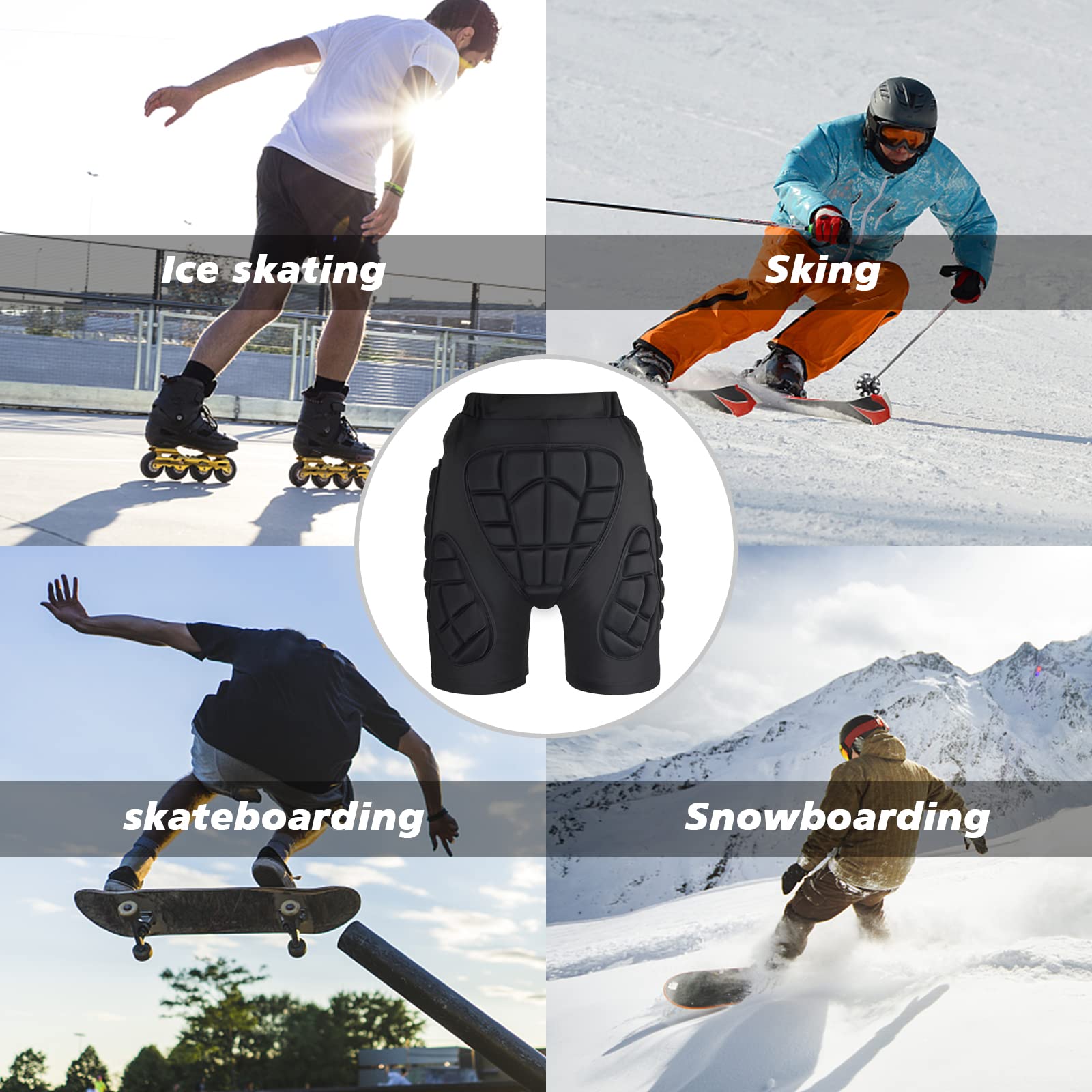 Tentock 3D Protective Hip for Snowboarding,Butt Padded Safety Impact Shorts EVA Protection Pad for Skating Outdoor(M)
