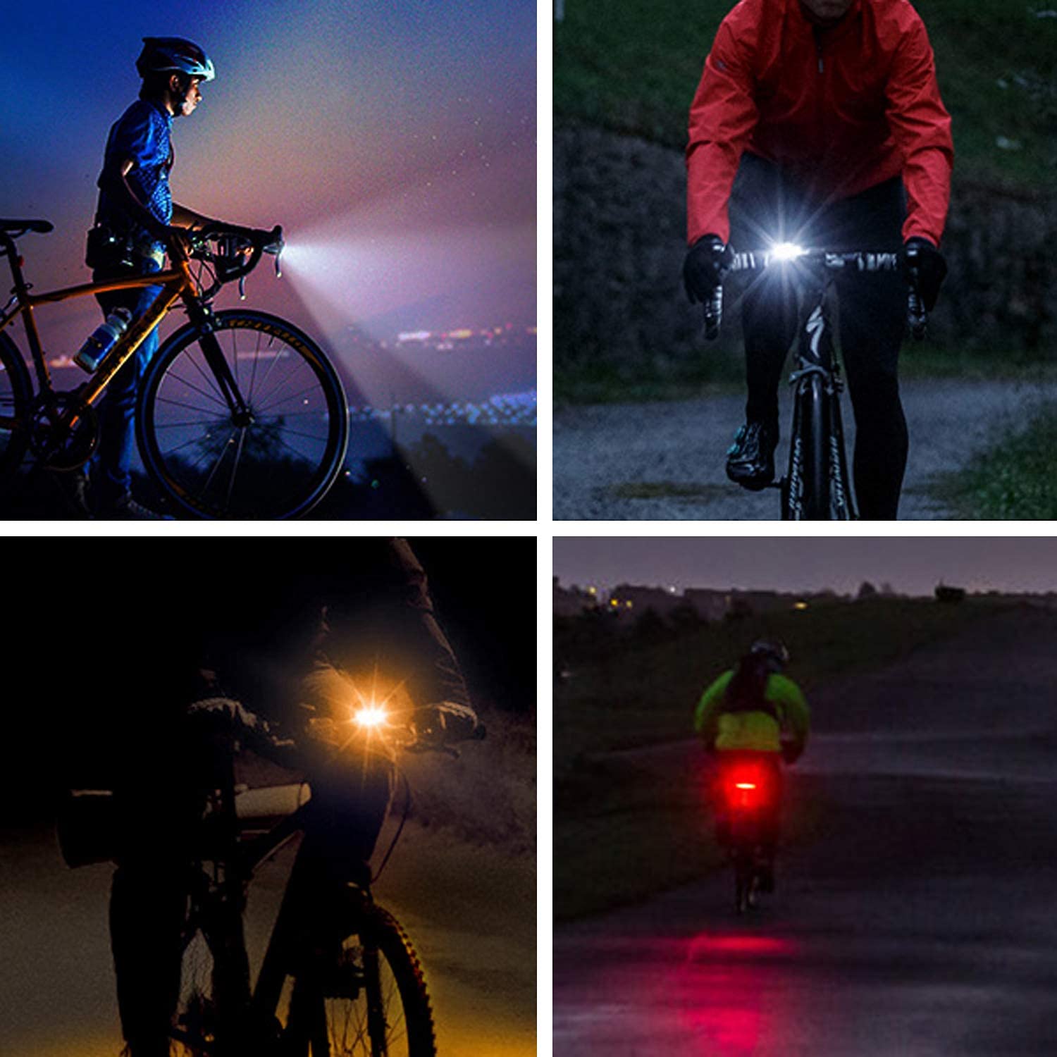 QUESPLE Bike Lights Set, USB Rechargeable, Waterproof Bike Front Lights, Powerful Bicycle Front Headlight and Back Taillight, 5 Light Modes, Easy to Install for Men Women Kids Night Riding