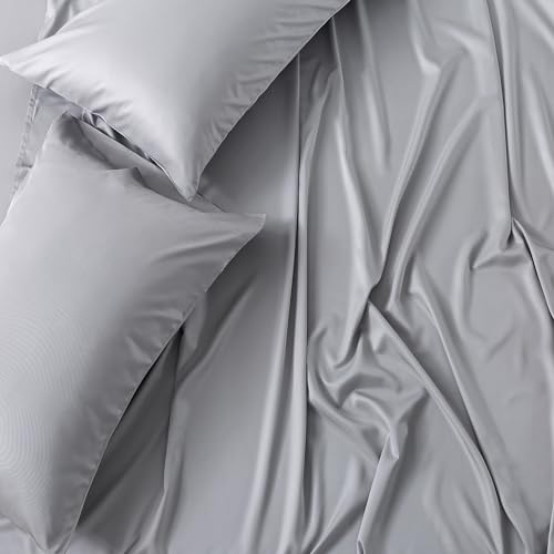 NATUREFIELD Bed Sheets Set Top Split King Size (4pc), Rayon Derived from Bamboo, Cooling Sheets with Fitted Deep Pockets, Hotel Luxury Bedding Sheets & Pillowcases