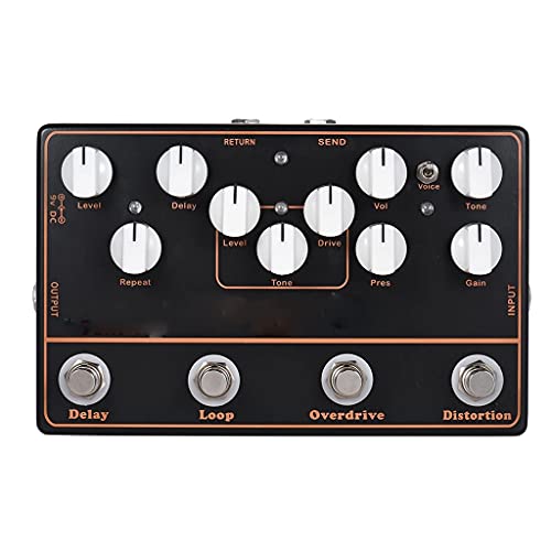 WYFDP Electric Guitar Effects Pedal Guitar Pedal 4-in-1 Distortion Overdrive Loop Delay Strings for Guitar Accessories