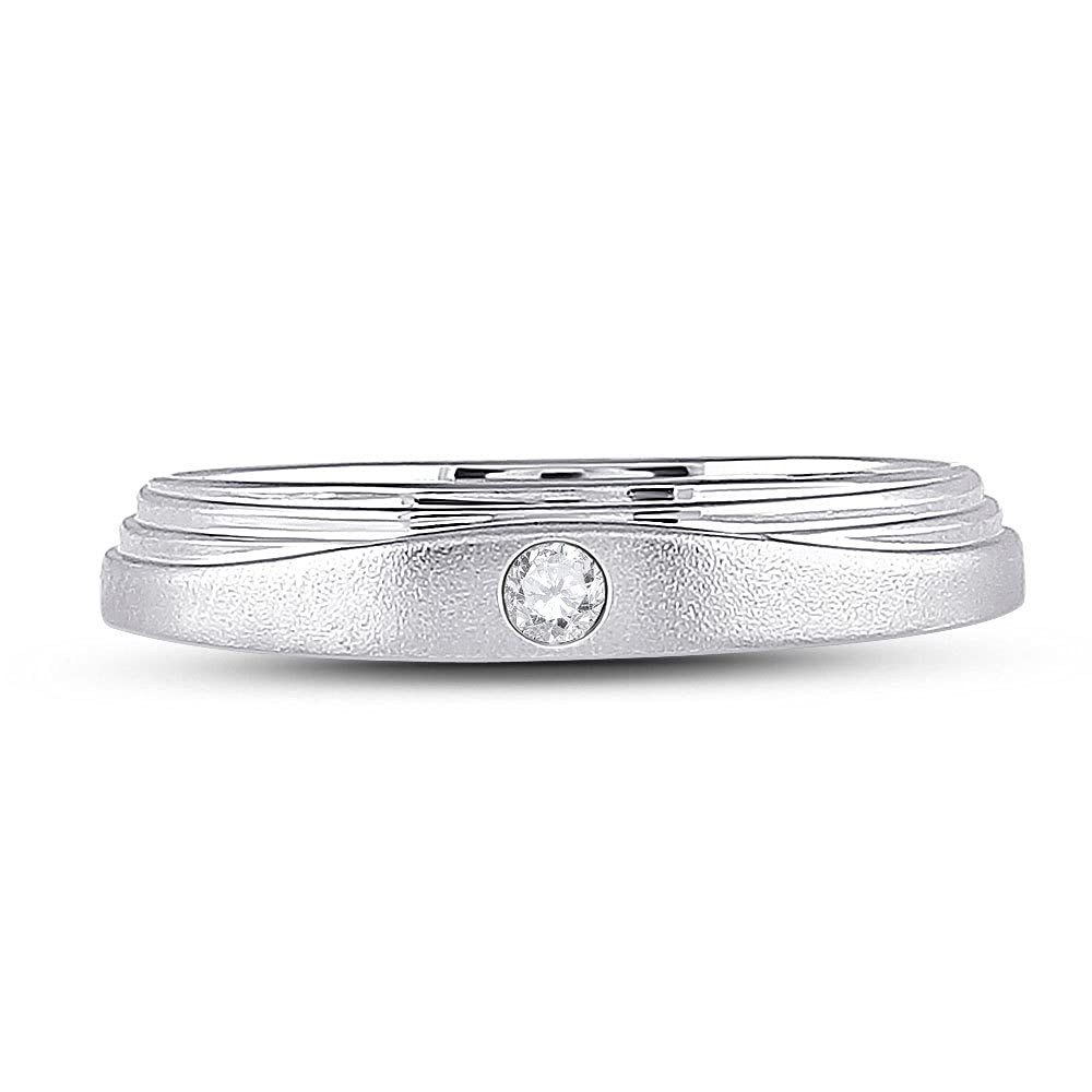 The Diamond Deal 14kt White Gold Womens Round Diamond Solitaire Band Ring 1/12 Cttw