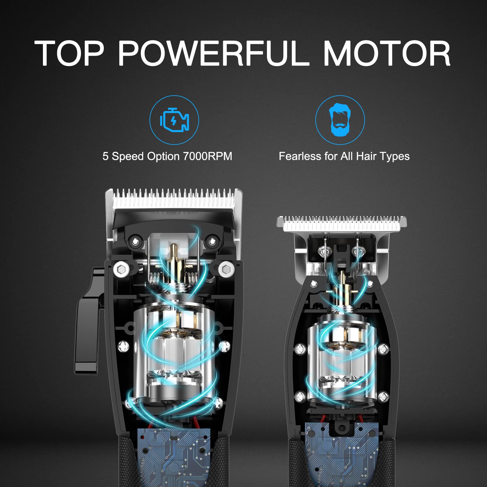ZEROFEEL Professional Hair Clippers for Men, Cordless Barber Clipper and Trimmer Kit with LED Display, Precision T Blade Beard Trimmer, Hair Trimmers Set for Men, 5-Speed with USB Rechargeable