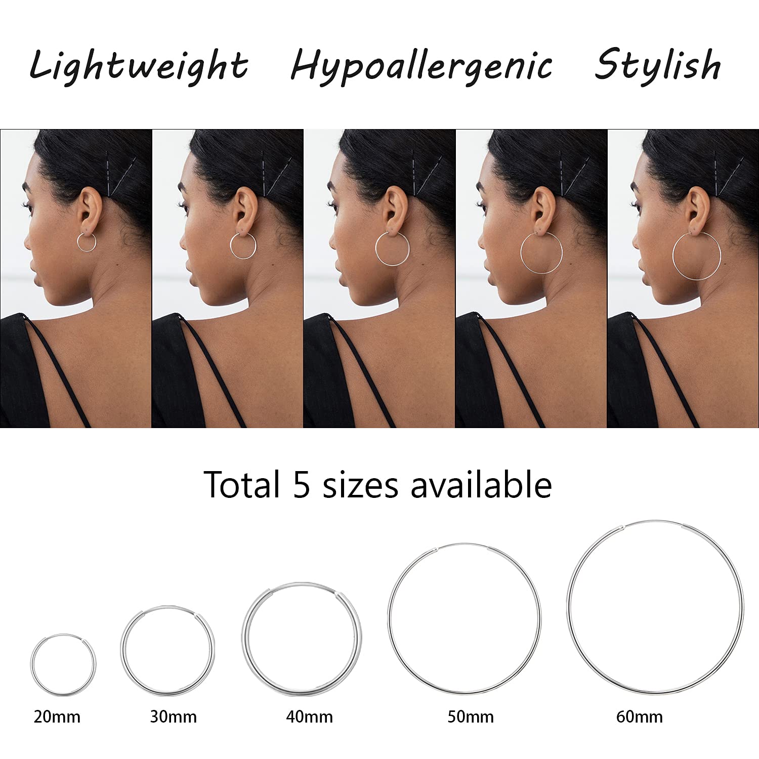 Silver Hoop Earrings for Women Sterling Silver Earrings 30MM Huggie Hoop Earrings Hypoallergenic Earring