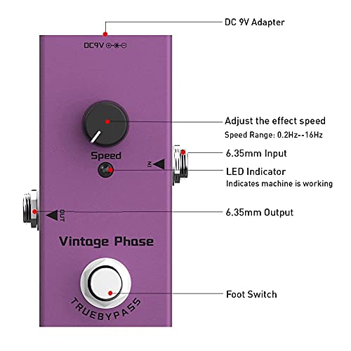 WYFDP NEP-06 Vintage Phase Guitar Effect Pedal Mini Single Pedal for Electric Guitars Simple One-Knob Operation