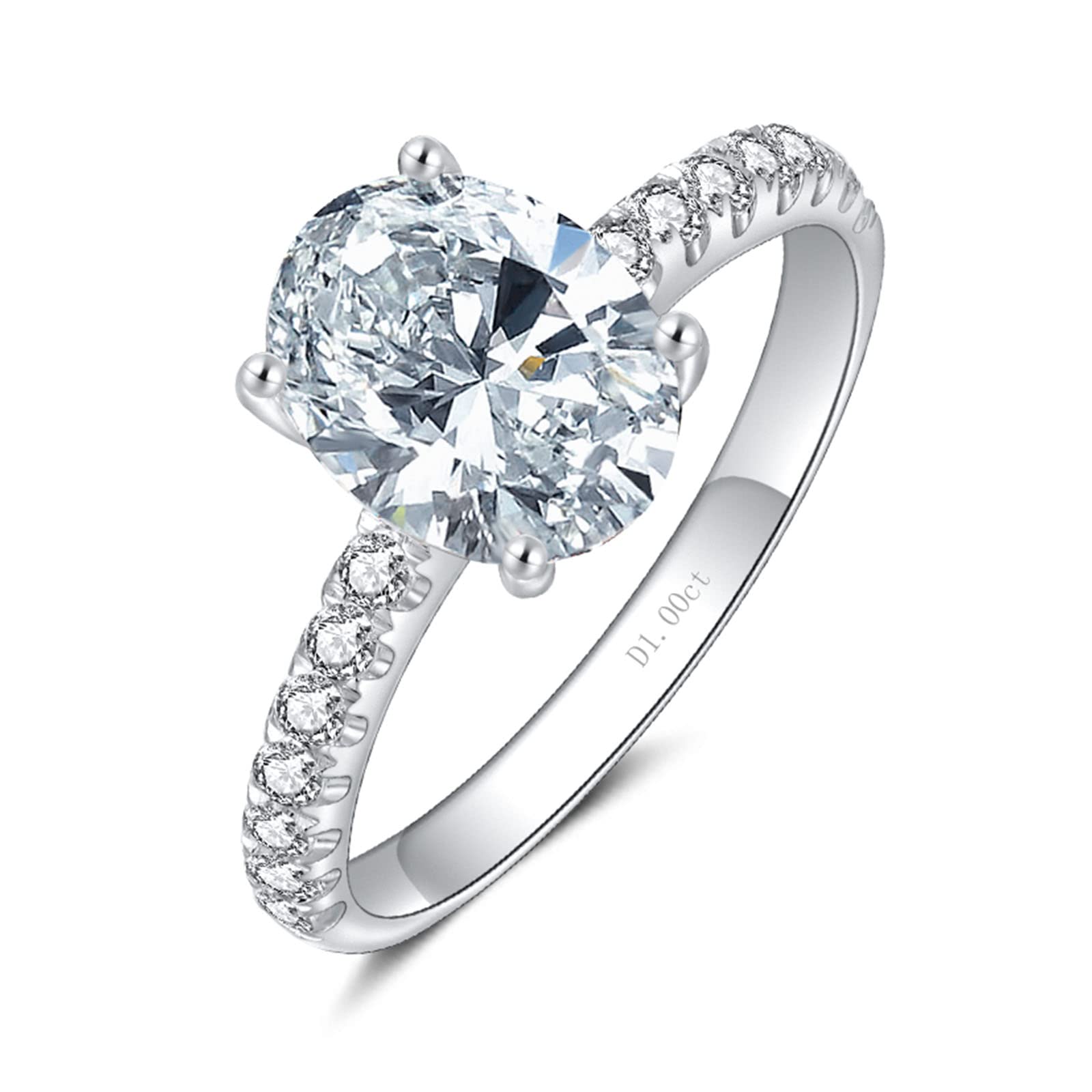 WSX Moissanite Engagement Ring Oval Halo White Gold for Women Wedding Promise Anniversary Rings Size 8