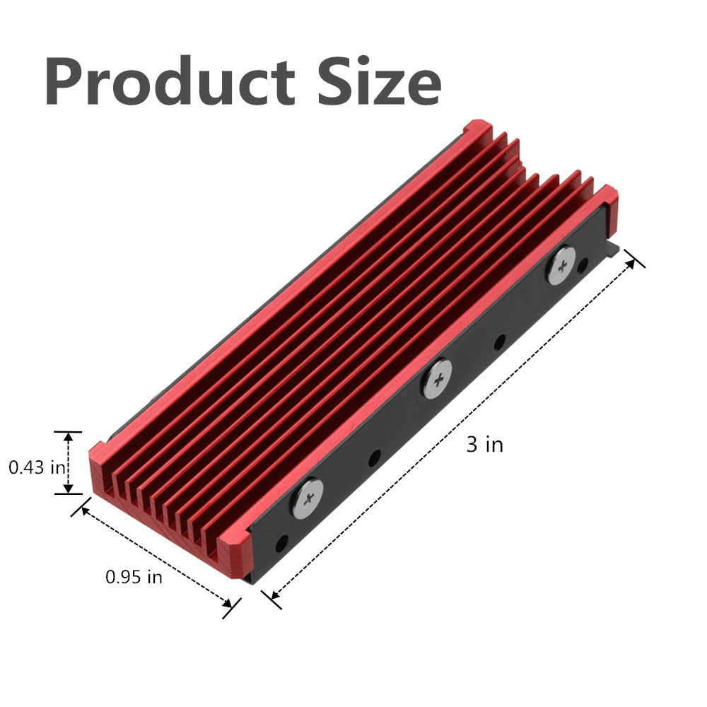 NVMe Heatsinks for M.2 2280mm SSD Double-Sided Cooling Design(red)