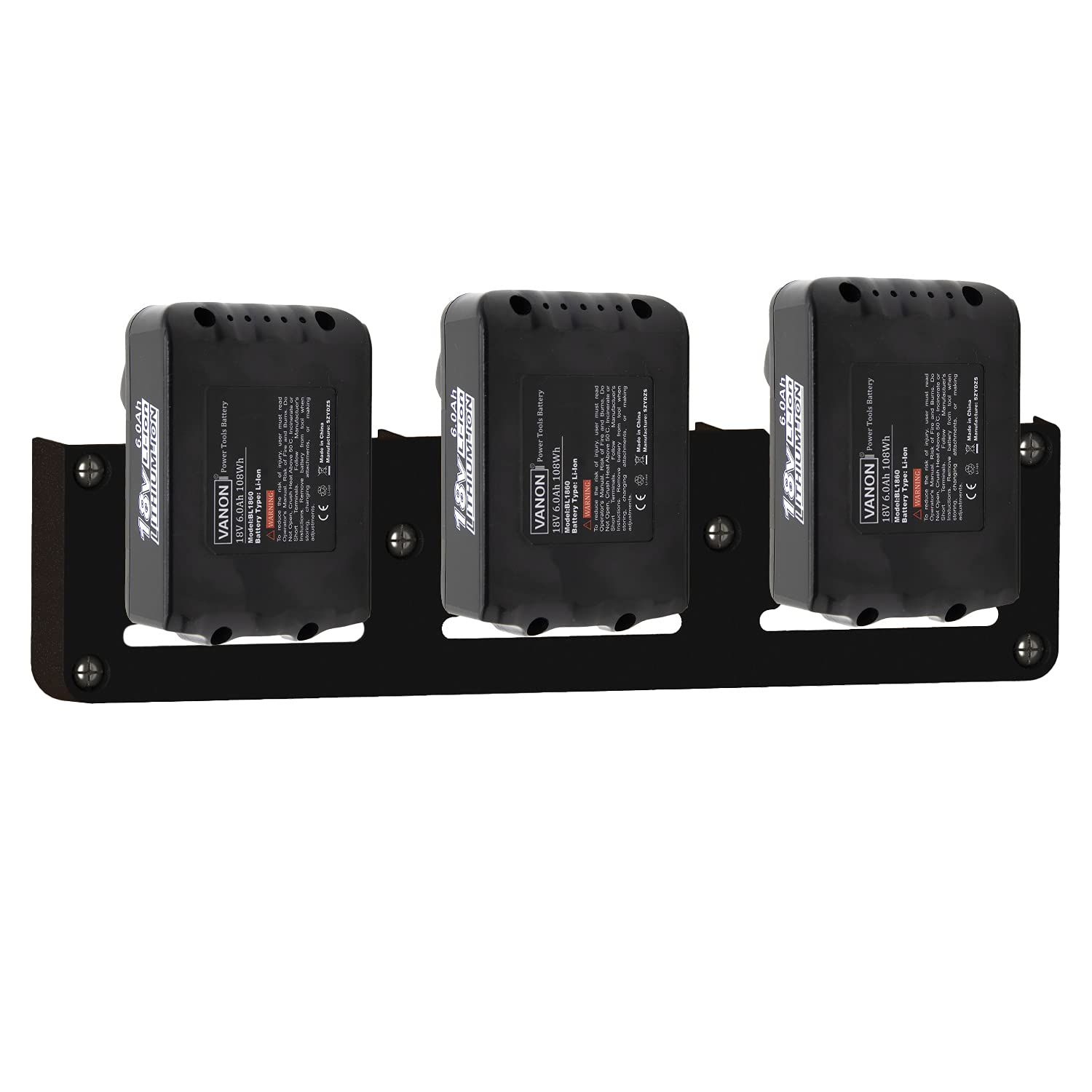 SZWJT-LV Battery Rack Compatible 20V Battery Holder, Mount 4 Slot Bulk Battery Garage Tool, 20v Toolplay Hook Holder (D-Black-3)