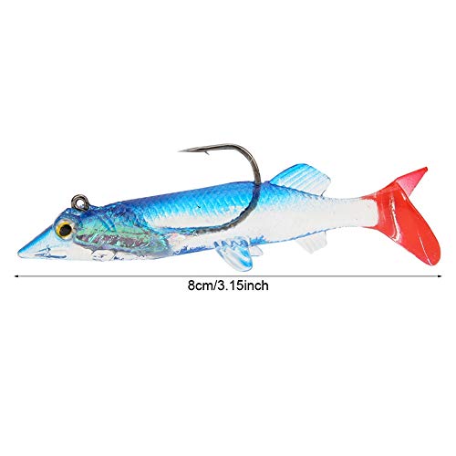 Yeuipea Fish Lure Bait Set, 5PCS PVC Wrapping Lead Artificial Fish Lure Lifelike Soft Fishing Bait Tackle Tool Accessory