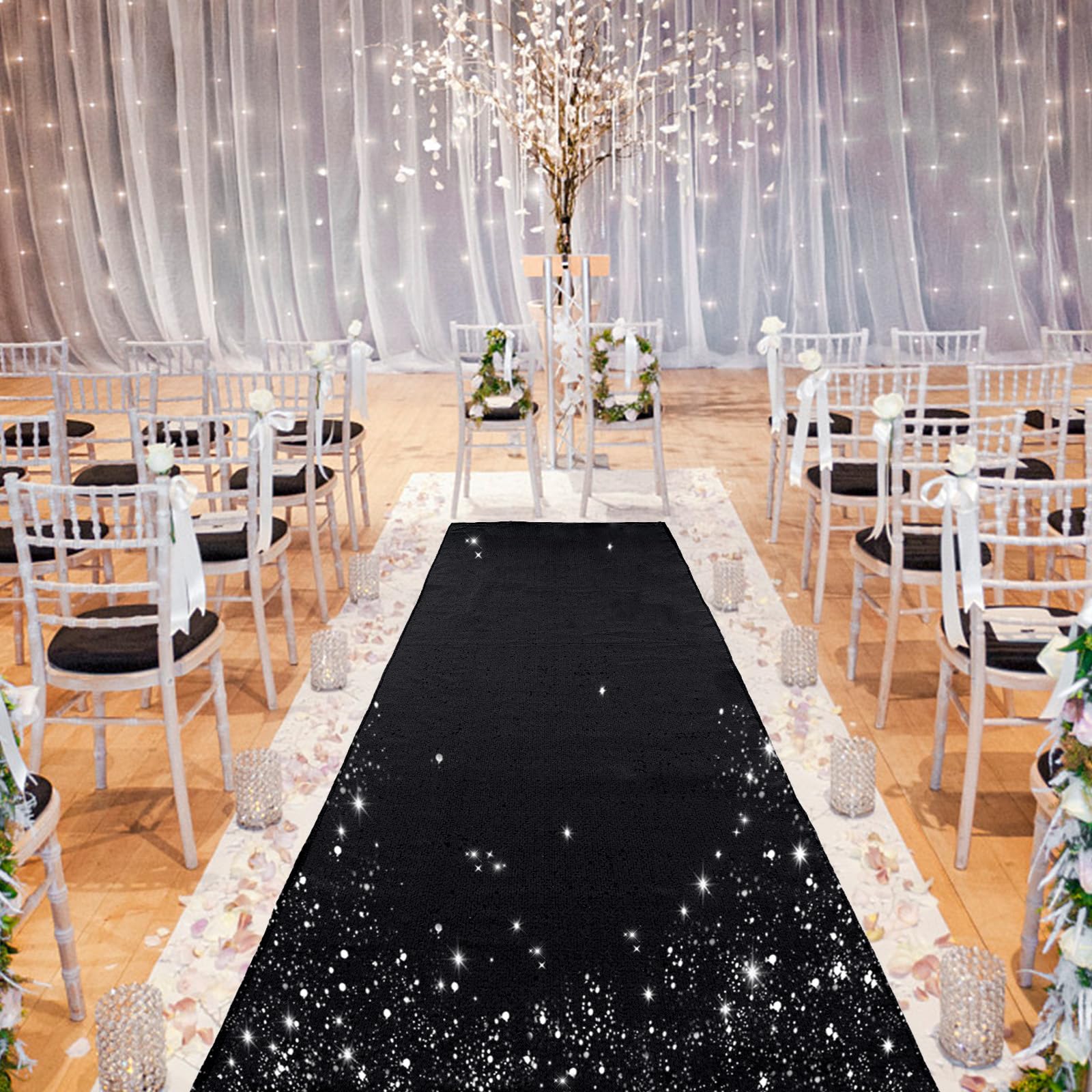 Wedding Aisle Runner White 2FTx15FT Sequin Carpet Runner for Wedding Sparkly Runner Rug for Indoor Outdoor Weddings Engagement Ceremony Decoration