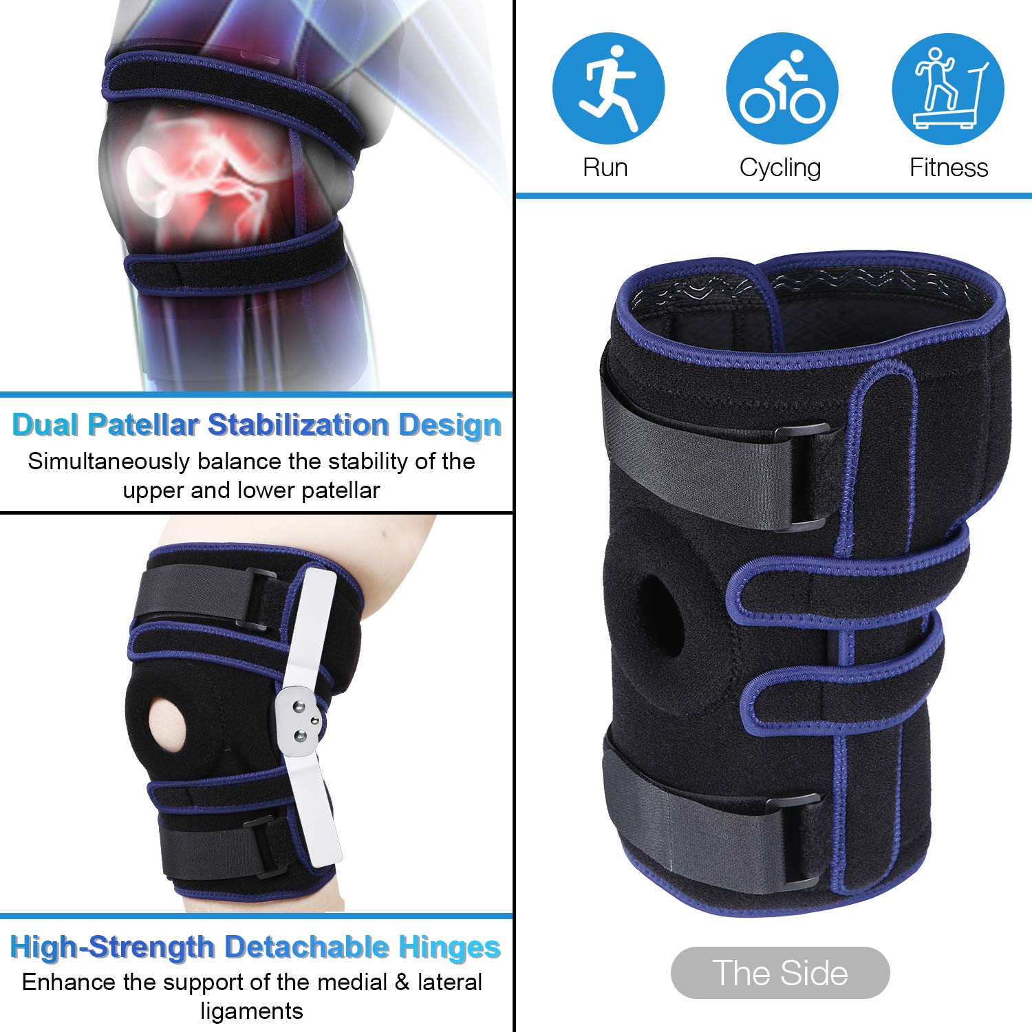 Nvorliy Plus Size Hinged Knee Brace Dual Strap Patellar Stabilization Design & High-Level Support For Arthritis, ACL, LCL, MCL, Meniscus Tear, TDislocation, Post-Surgery Recovery Fit Men & Women (3XL)