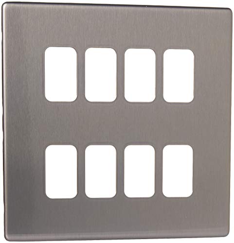 MK Aspect K24348BRC 8-Module Grid Frontplate - Brushed Chrome