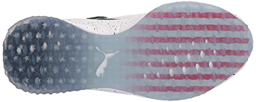 Puma Men's Fusion Evo Stars & Stripes Golf Shoe, White-Navy Blazer-High Risk Red, 8.5